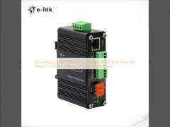 Mini Industrial 10/100Base-T to 100Base-X SFP Fiber Ethernet Media Converter with 1Ch RS232/RS485/RS422