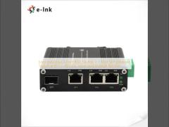 Mini Industrial 3-Port 802.3at PoE + 1-Port SFP Ethernet Switch with 12~48V DC Input and Voltage Booster