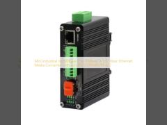 Mini Industrial 10/100Base-T a 100Base-X SFP Fiber Ethernet Media Converter con 1Ch RS232/RS485/RS422