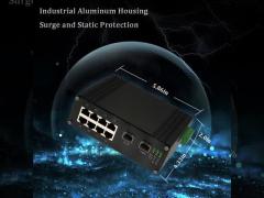 Industrial 8-Port 10/100/1000T 802.3bt PoE + 2-Port 100/1000BASE-X Ethernet Switch Supporta il controllo del flusso 802.3x