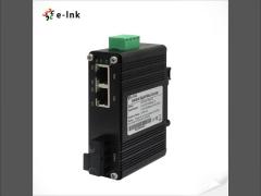 Mini Industrial 1-Port 1000X to 2-Port 10/100/1000Base-T 90W PoE++ Media Converter with Supports DIN
