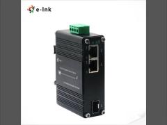 Mini Industrial 1-Port 100/1000X SFP to 2-Port 10/100/1000T 60W PoE++ Media Converter Up to 60W of p