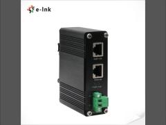 Splitter PoE++ 802.3bt industriale 10/100/1000Mbps, tensione di uscita 12VDC con una porta RJ-45 PoE (Dati e alimentazione in)