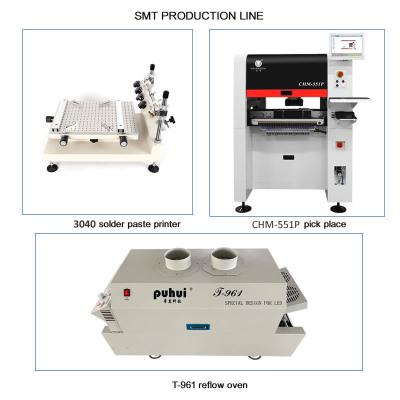 China High Precision SMT Production Line with 4 Heads Chip Mounter and 6 Temperature Zones Reflow Oven for PCB Assembly for sale