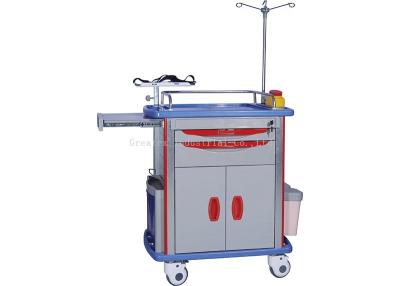 China Durable Hospital Emergency Trolley Stainless Steel Guard Rail With File Bag for sale