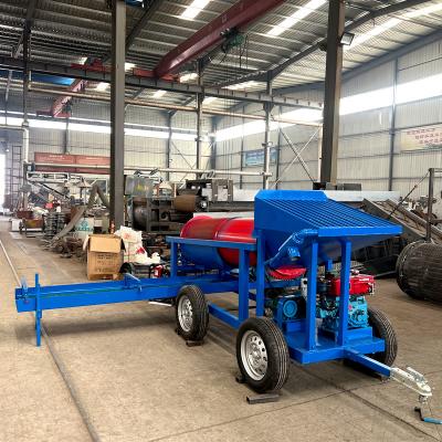 China Small Scale 5-10 Tons Alluvial Gold Washing Plant Mobile Gold Mining Trommel Screen for sale