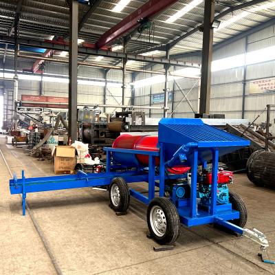 Cina Dimensioni massime 100 mm Mobile Gold Mining Rotary Drum Screen con motore a benzina o diesel in vendita