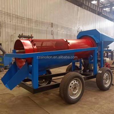 China 4kw Mobile Gold Mining Trommel Washing Plant with Sluice Box Shaking Table Gold Trommel Screen for sale