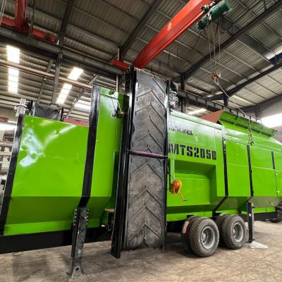 China Boerderijen 33.2kw Motor Grote capaciteit MTS 2050 Mobiele trommel zeef voor compost roterende trommel Te koop