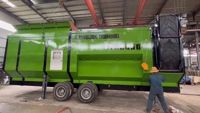 China Boerderijen 33.2kw Motor Grote capaciteit MTS 2050 Mobiele trommel zeef voor compost roterende trommel Te koop