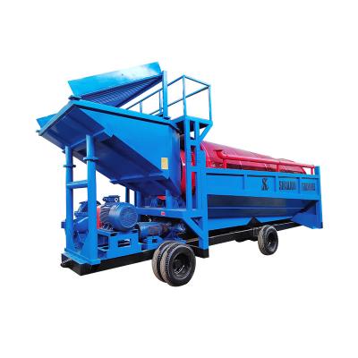 China Double Screen Mobile Gold Trommel Screen Machine Wash Plant for Multiple Material Output for sale