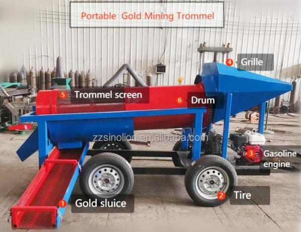 Quality 10 Tons/Hour Portable Gold Mining Machinery for Gold Washing in Small-Scale for sale
