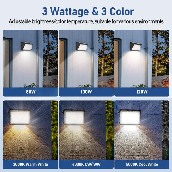 Quality Slim LED Wall Pack Light With Motion Sensor 40W-120W Dimmable 3CCT And 3 Power for sale
