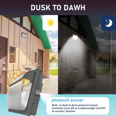 China 30W LED Wall Light with Photocell Sensor Modern Outside Wall Adjustable 4000K Color Temperature Color Rendering Index Ra 70 for sale