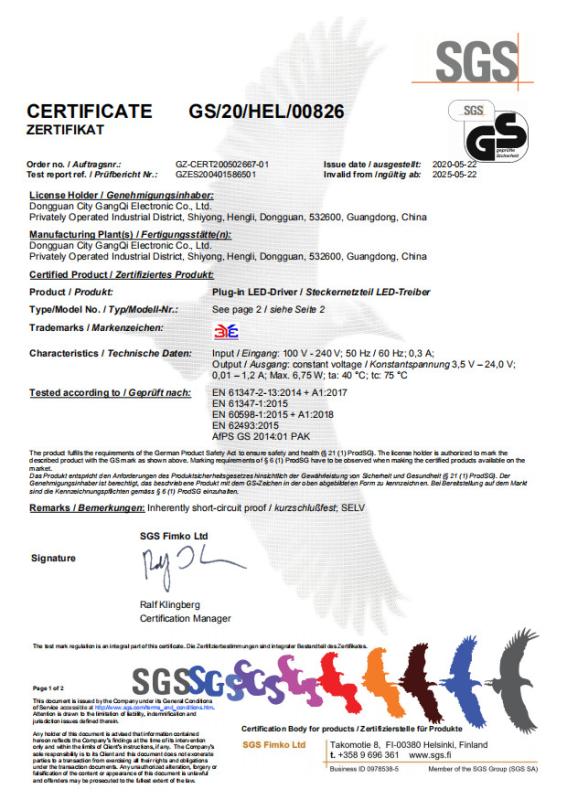 GS EN61347 - Dongguan Analog Power Electronic Co., Ltd