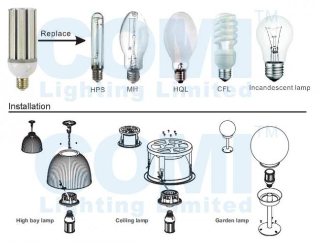 10W E26 / E27 IP64 LED Corn Light 1180LM for 40W HID Replacement Post Top Lamp