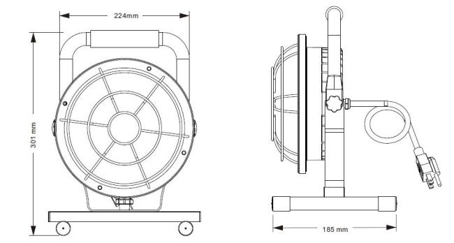 dimensions for portable IP65 30W LED work light