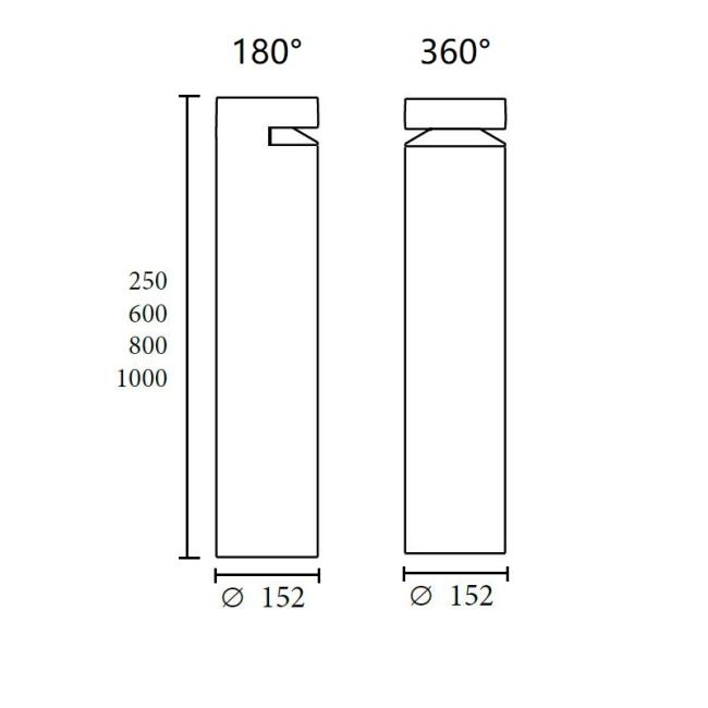 dimensions for LED Bollard lights