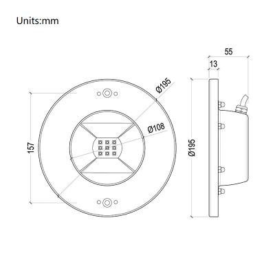 China IP68 LED Underwater Lights 12/24V AC/DC 12W 18W 30W Dia 195mm 90Degree Beam  For Vinyl Liner Or Concrete Pool for sale
