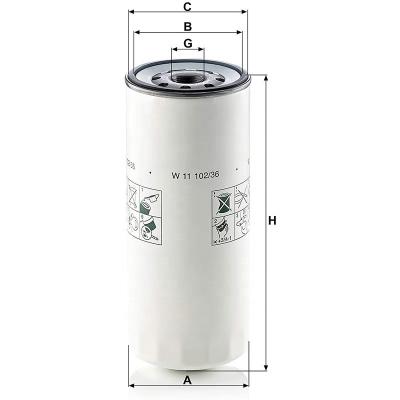 Cina W11102/36 Filtro d'olio per parti di trattore P554004 2914809800 con supporto After Service Online in vendita