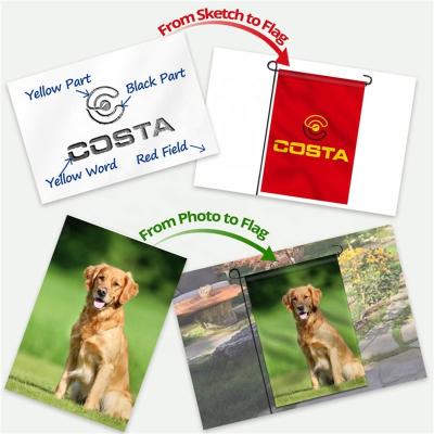 China Kundenspezifisches Logo des Zoll der Sublimationsdruck-Doppeltes mit Seiten versehenes Garten-Flagge 12x18 zu verkaufen
