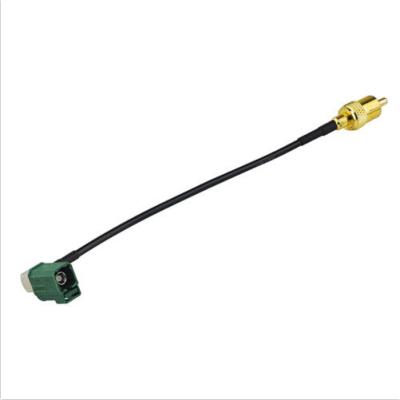 China Fakra E female jack Right angle to RCA male adapter Pigtail cable RG174 for wireless for sale