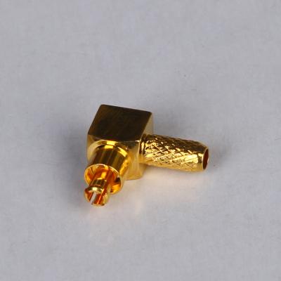 China MMCX Male Cable Connector Crimp Right Angle RA for RG58 goldplated for sale