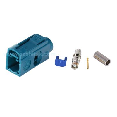 China Fakra Z Crimp Jack Female Connector Waterblue/5021 Neutral Coding for RG58 LMR200 Cable for sale