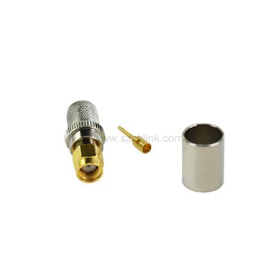 China RF coaxial RP SMA male connector for LMR200 cable with gold plating for sale