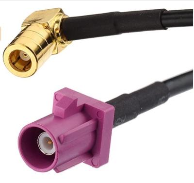 China Fakra H code Male to SMB Female with RG174 RG58 RF coaxial cable assembly for sale