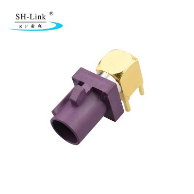 China Fakra D code SMB Plug PCB mount right angled Male connector Purple for GSM,GPS systems for sale