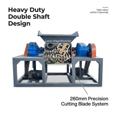 China High Productivity Coconut Husk Shredder Machine Double Shaft For Shell 260mm Blade for sale