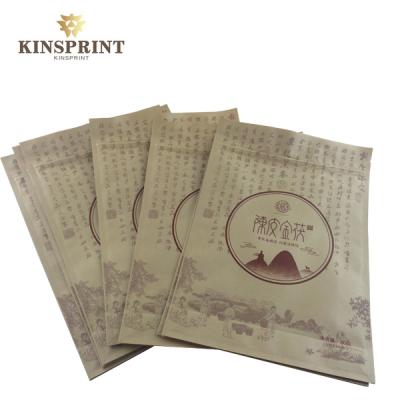 Cina Matte flat bottom stand up on shelf snack brown kraft paper bag almond nuts plastic packaging bag in vendita