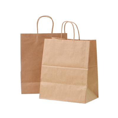 Cina qianxin biodegradable Recyclable kraft paper bag with twisted handle reusable shopping paper bags logo printed in vendita