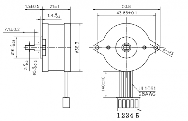 Small Size Position Control Stepper Motor Nema 14 35mm Two Phase 36HM21 1