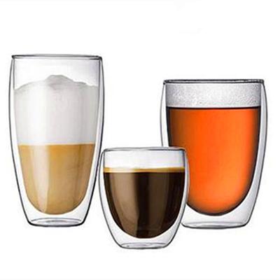 China custom bamboo wood cover double-glazed coffee cup Glass double-layer cup custom insulation cup Egg-shaped double cup for sale