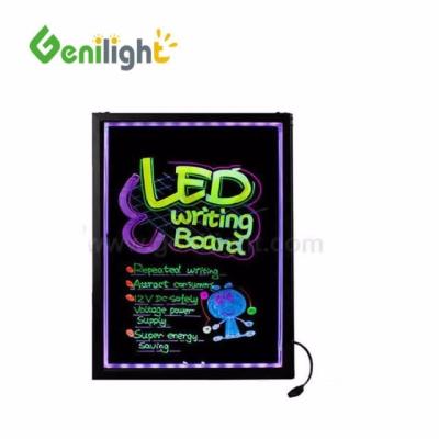 China OEM Clear Tempered Glass Erasable LED Message Writing Board with RGB SMD5050 LED Strip for sale
