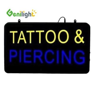 China LED Tattoo Piercing Neon Open Sign with Design Rectangle Shape and Epoxy Resin Material for sale