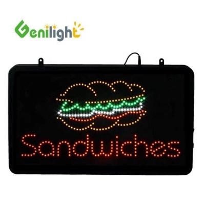 China Brightness Genilight Indoor 22*13inch design DC12V led SANDWICHES open neon light sign for sale