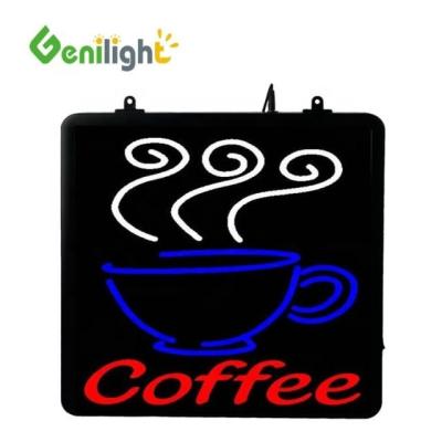 China ABS Open-Mold Coffee Cup Logo LED Open Sign for Cafe Stop Brightness - for sale