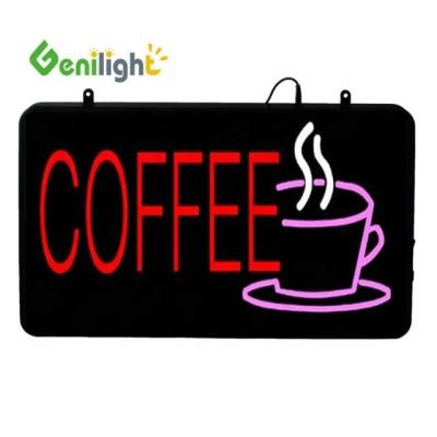 China ABS Open-Mold Coffee Cup Logo LED Open Sign for Cafe Stop Brightness - for sale