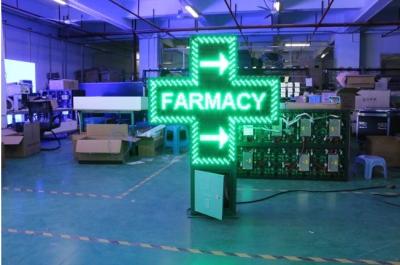 China High Brightness 1200*1200mm Full Color Outdoor LED Lighted Pharmacy Cross Display Sign for sale