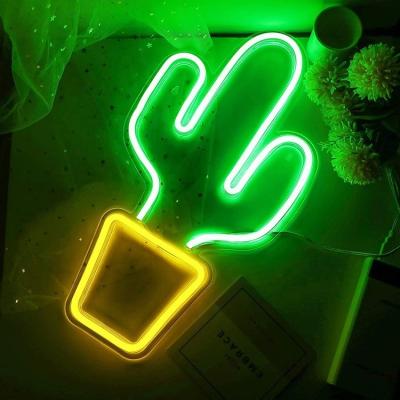 Cina Segno a neon a LED alimentato da USB per la decorazione della camera da letto Grande forma di cactus per bambini Ragazzi adolescenti ragazze dormitorio in vendita