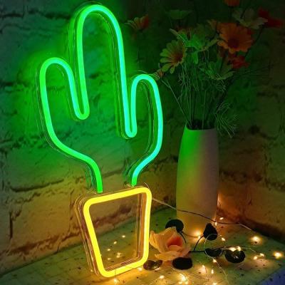 Cina Segno a neon a LED alimentato da USB per la decorazione della camera da letto Grande forma di cactus per bambini Ragazzi adolescenti ragazze dormitorio in vendita