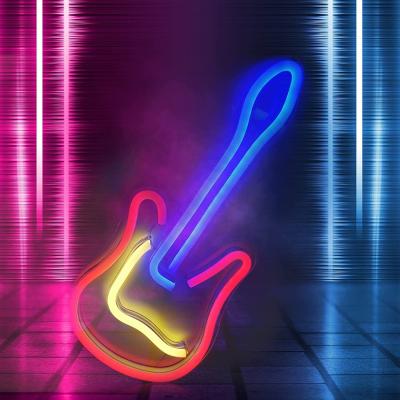 China Powered Dimmable on/off Switch 3D Guitar Neon Sign for Music Studio Customized Design for sale