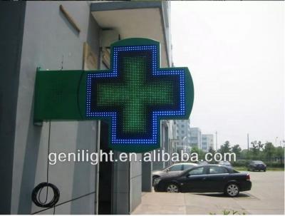 China High Resolution Two Color Cross LED Pharmacy Sign Photo Media Compatible for sale