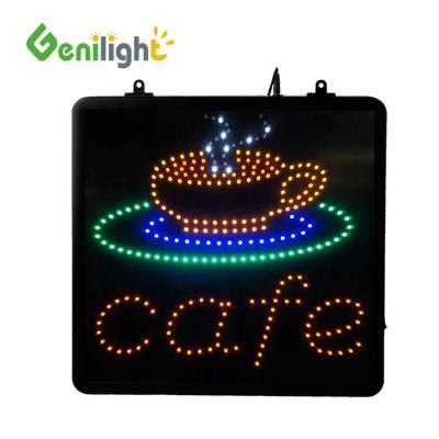 China Super Brightness Coffee Cup Open Neon Sign with Acrylic Front Board 56*33 Panel Size for sale