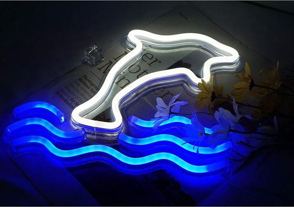 Quality 5V Large Dolphin Neon Light Sign Marquee Battery USB Operated Table Led Light for sale