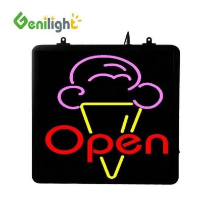 China Ice Cream Shop LED Neon Open Sign with Animation Display Function and Acrylic Front Board for sale