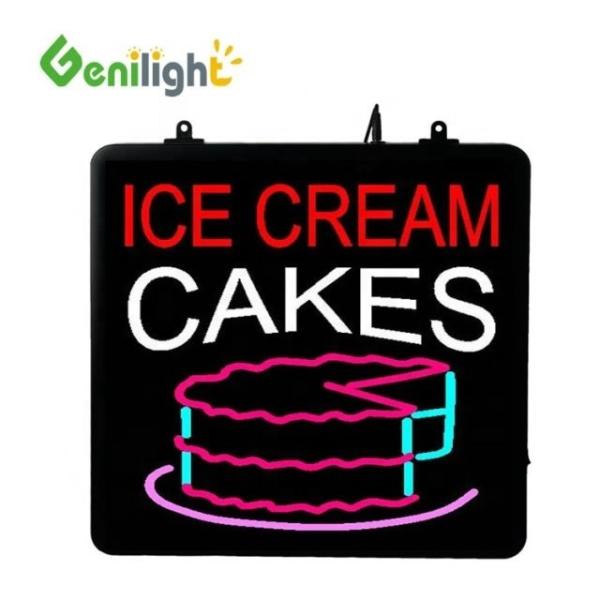 Quality Deco Style Custom LED Ice Cream Cakes Neon Sign with Acrylic Front Board Display for sale